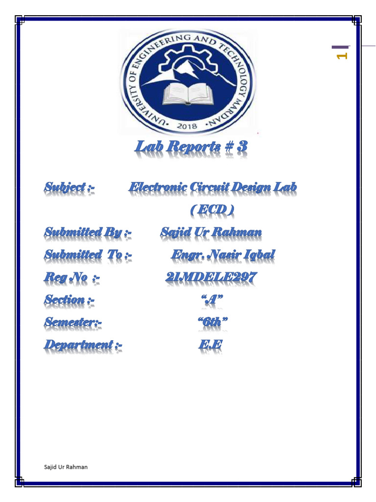 Electronic Circuit Design Lab#03 | PDF | Science & Mathematics ...