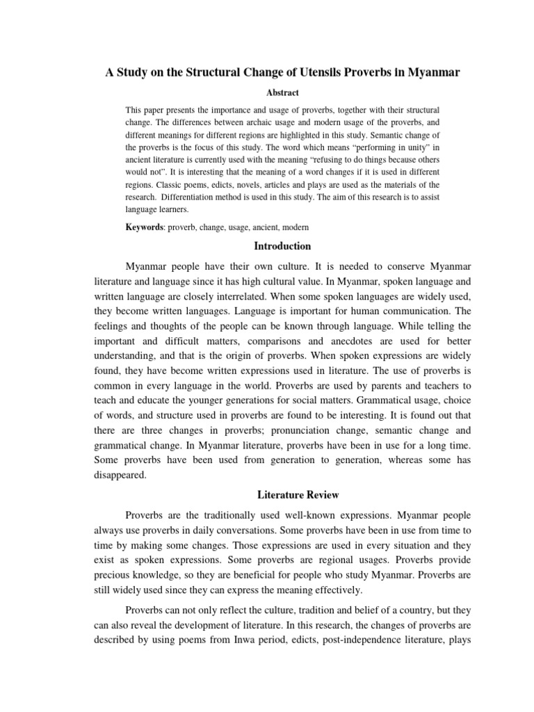 Myanmar Proverbs 1 | PDF | Proverb | Grammar