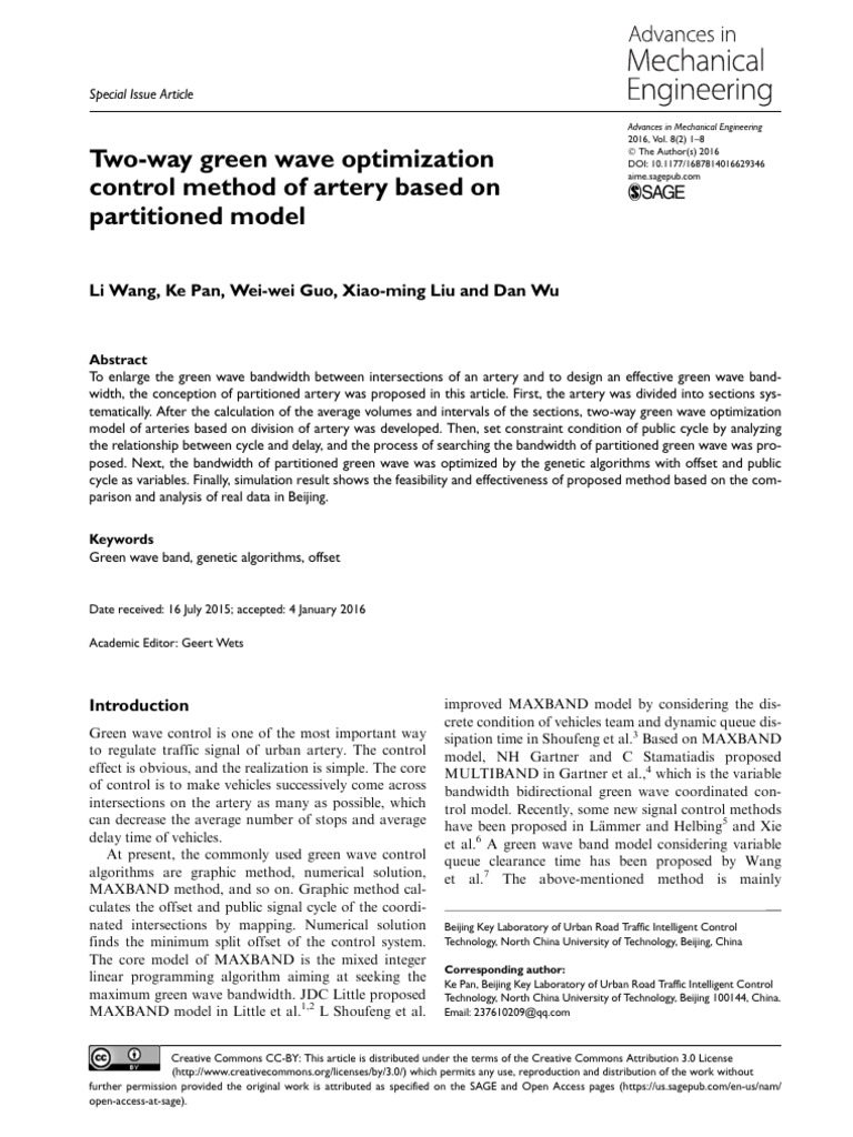 Two-Way Green Wave Optimization Control Method of | PDF | Mathematical ...