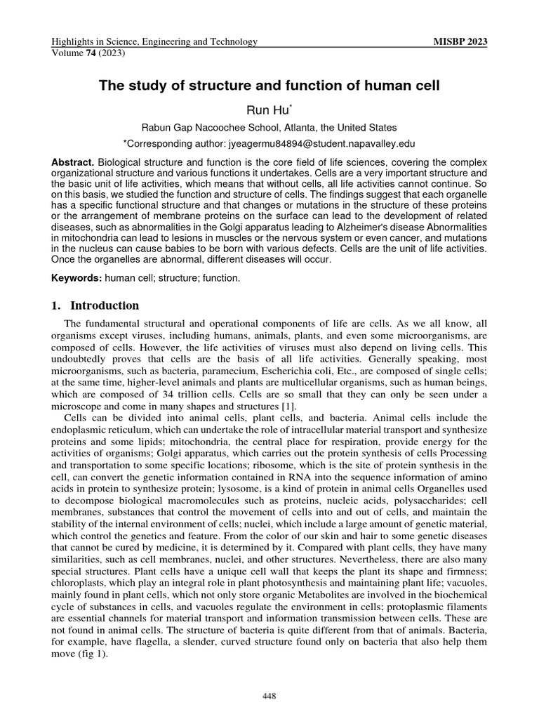 The Study of Structure and Function of Human Cell | PDF | Endoplasmic ...