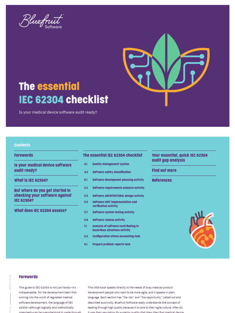 The Essential IEC 62304 Checklist - Bluefruit Software | PDF | Medical Device | Agile Software ...