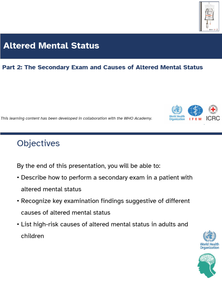 Part 2 The Secondary Exam and Causes of Altered Mental Status Slides 2 ...