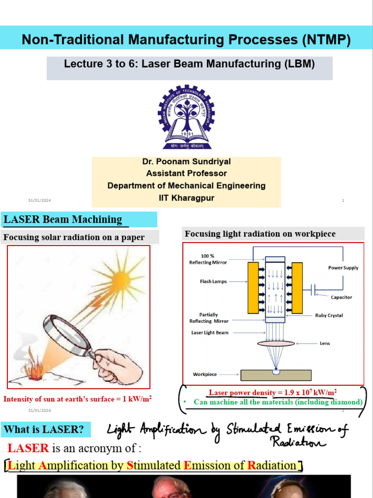 Lecture 3 To 6 - LASER Beam Machining | PDF | Electromagnetic Radiation | Light