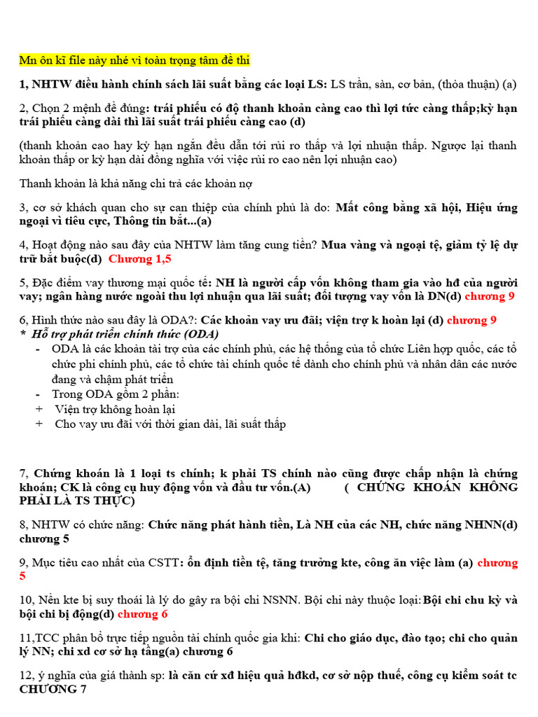 Trọng tâm TCTT | PDF