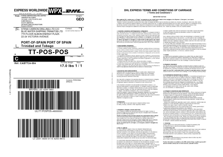 TransportLabel 2513391893 | PDF | Customs | Indemnity