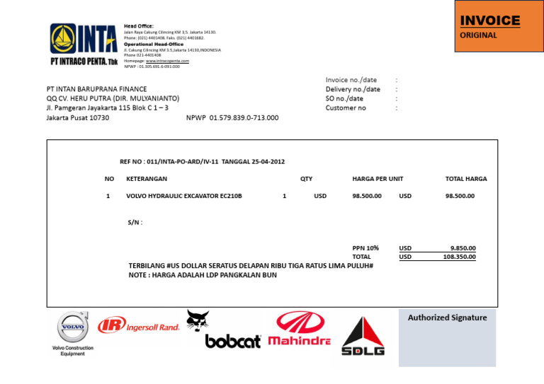 Faktur Invoice Volvo | PDF