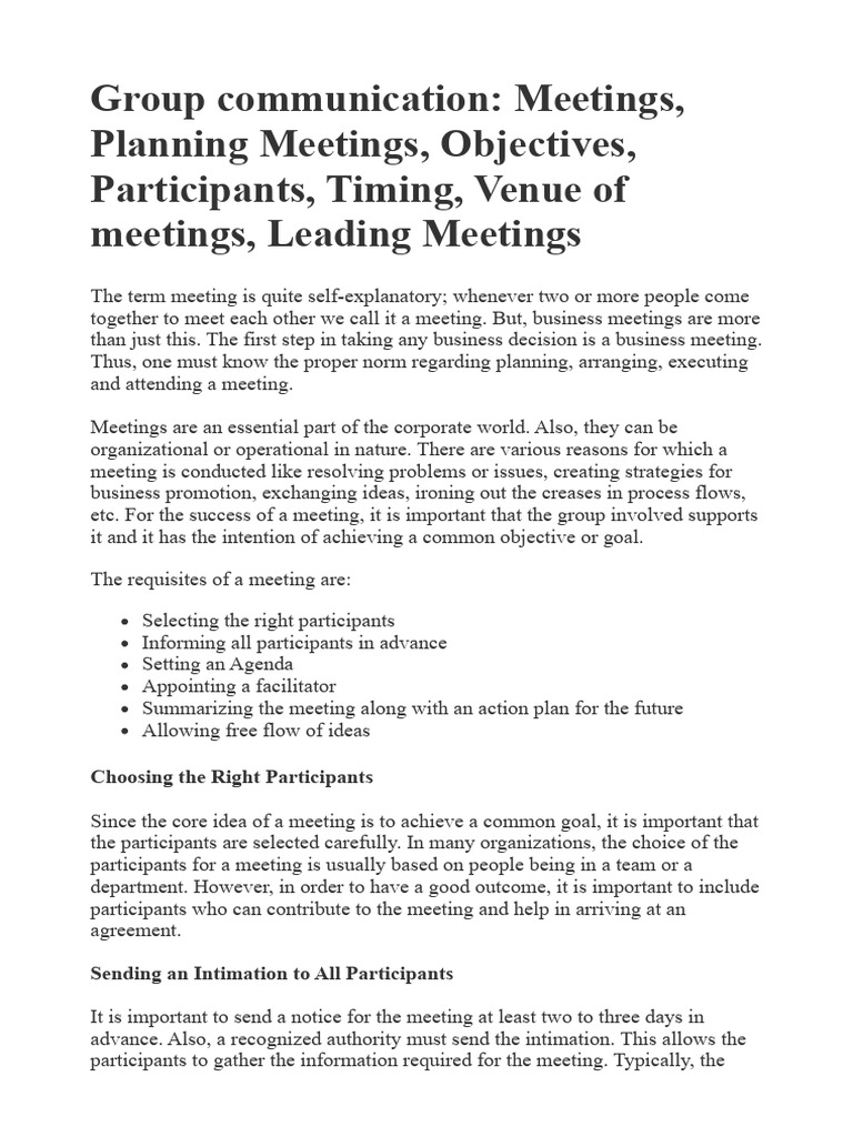 Essential Guide to Effective Business Meetings | PDF | Facilitator ...