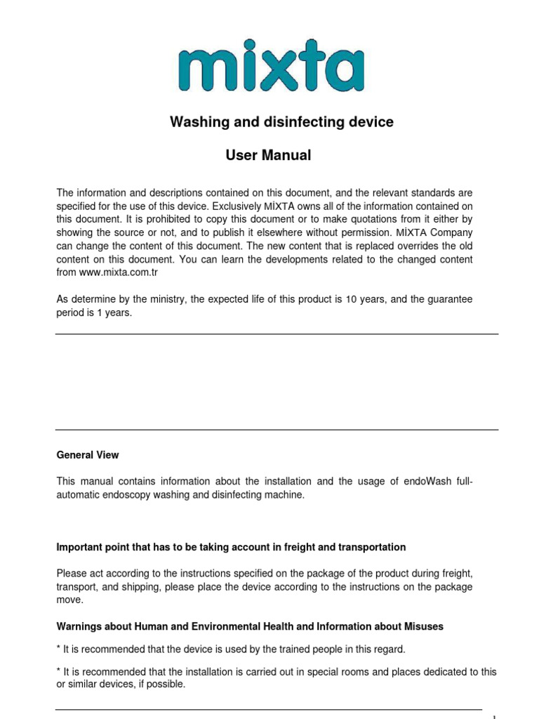 EndoWash User Manual and Installation Guide | PDF | Electrical ...