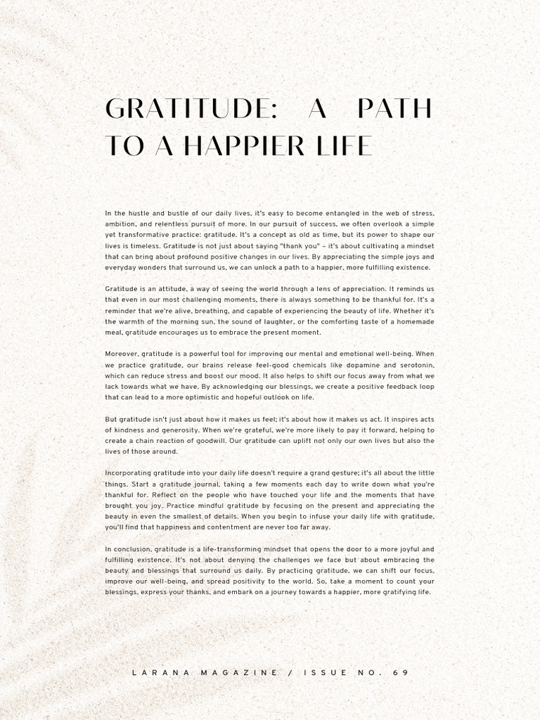 Light Beige Minimalist Lifestyle Magazine Article Page A4 Document ...