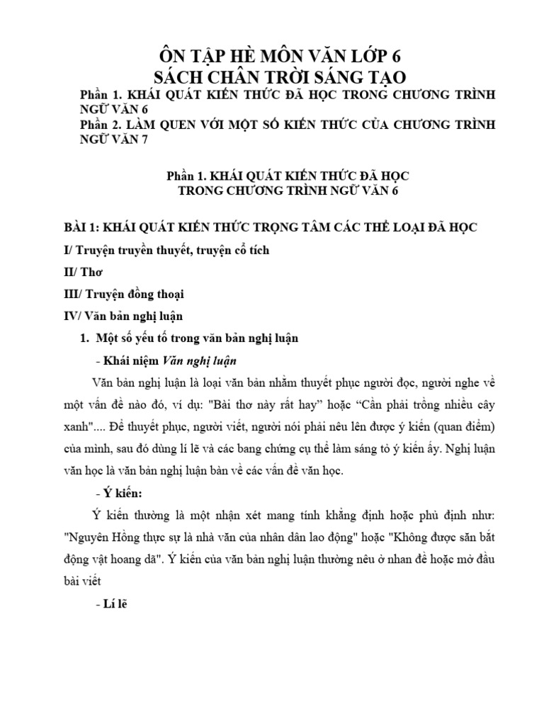 Bai Tap On He Mon Van 6 Len 7 CTST | PDF