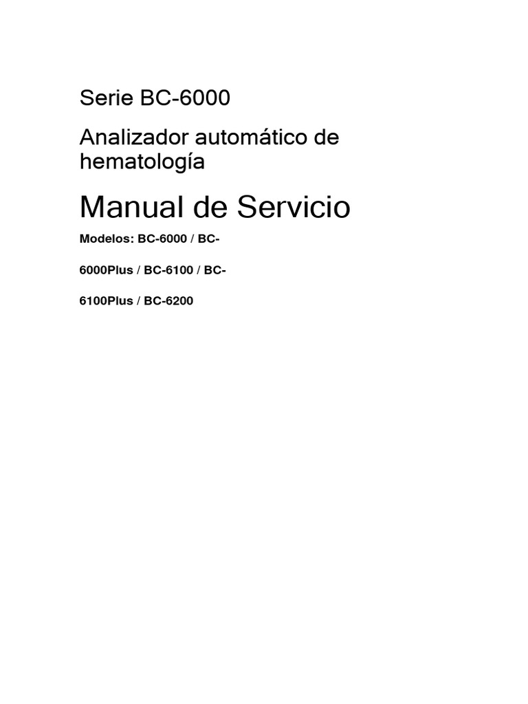 BC 6000 Series Analizador Hematologico - Manual de Servicio Mindray | PDF | Laboratorios | Software