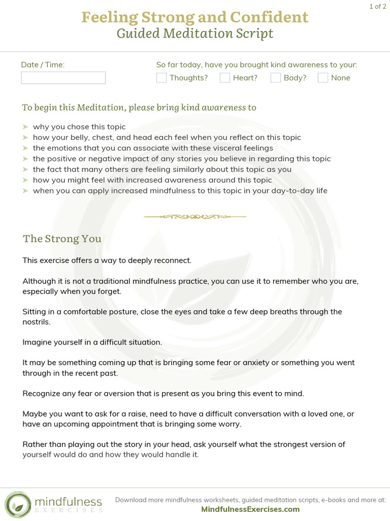 Feeling Strong and Confident | PDF | Mindfulness | Meditation
