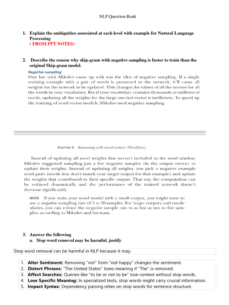 NLP Question Bank Overview | PDF | Phrase | Grammatical Number