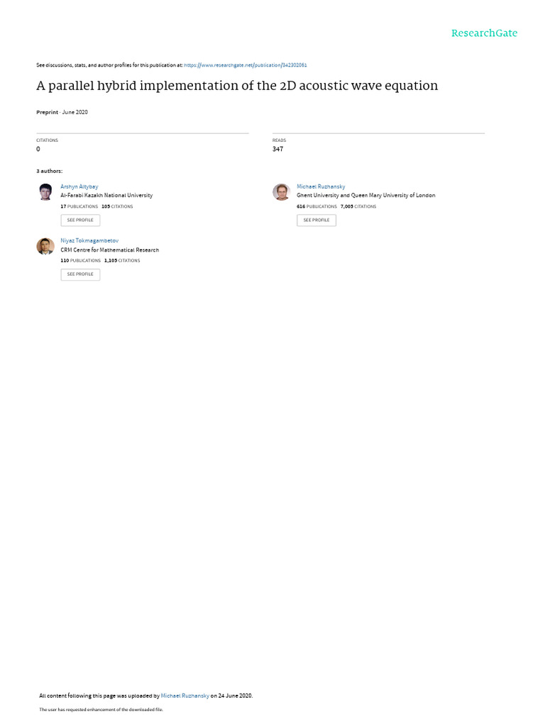 2D Acoustic Wave Equation - Parallel Hybrid Implementation | PDF ...