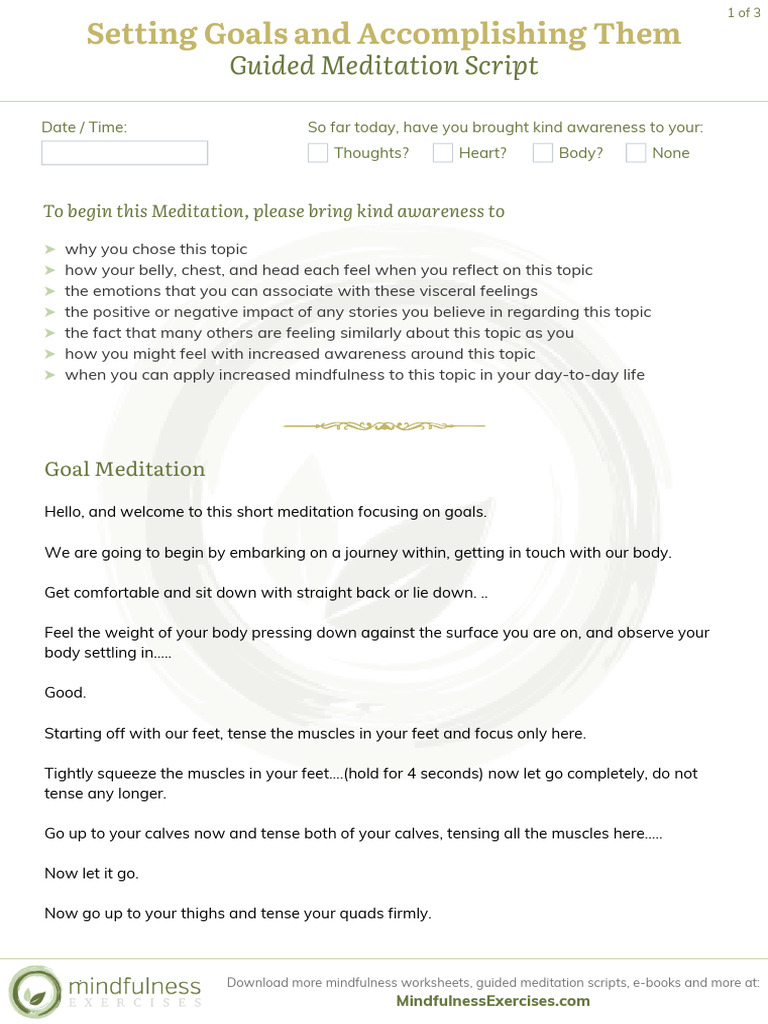 Setting Goals and Accomplishing Them | PDF | Meditation | Mindfulness