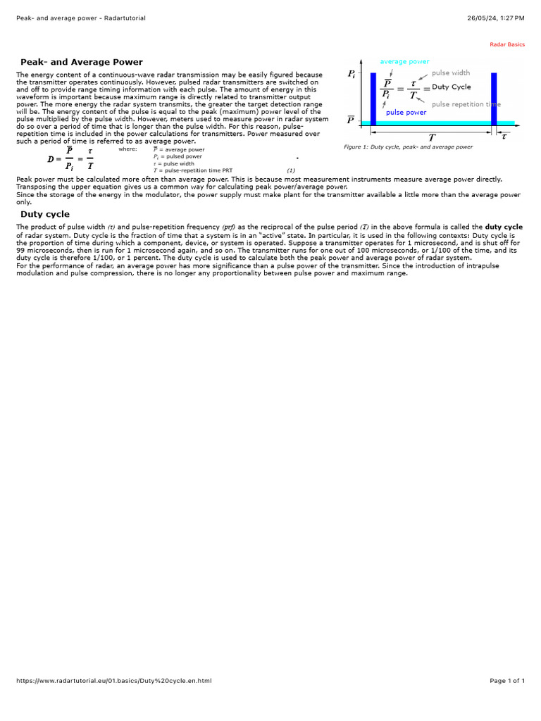 Peak - and Average Power - Radartutorial | PDF | Radar | Radio Spectrum