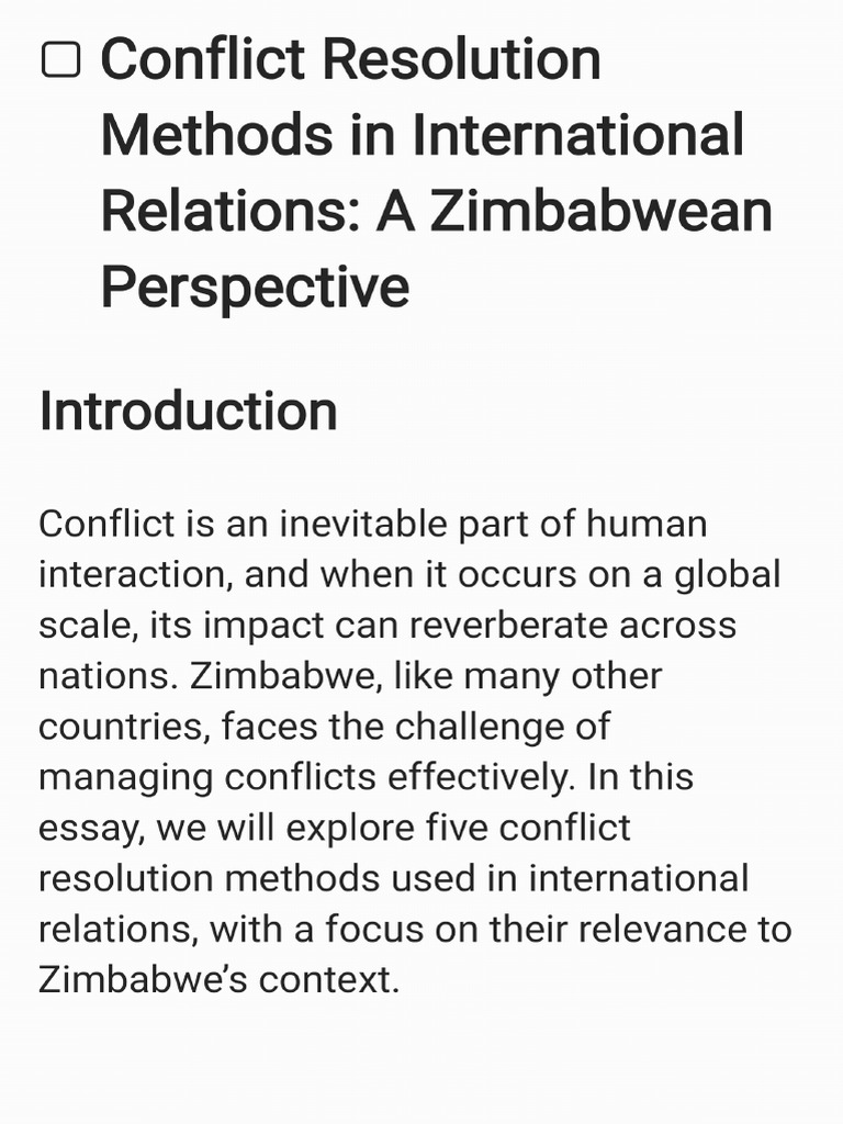 Conflict Resolution Methods in International Relat_ | PDF