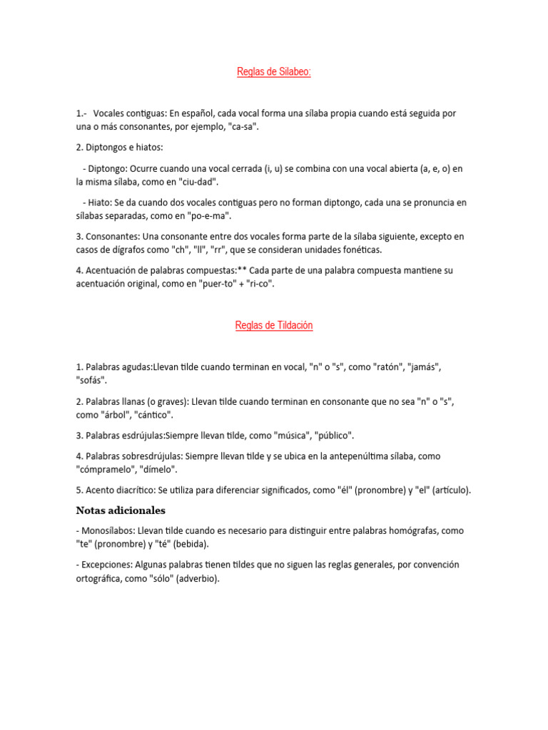 Reglas de Silabeo | Descargar gratis PDF | Voz humana | Fonética