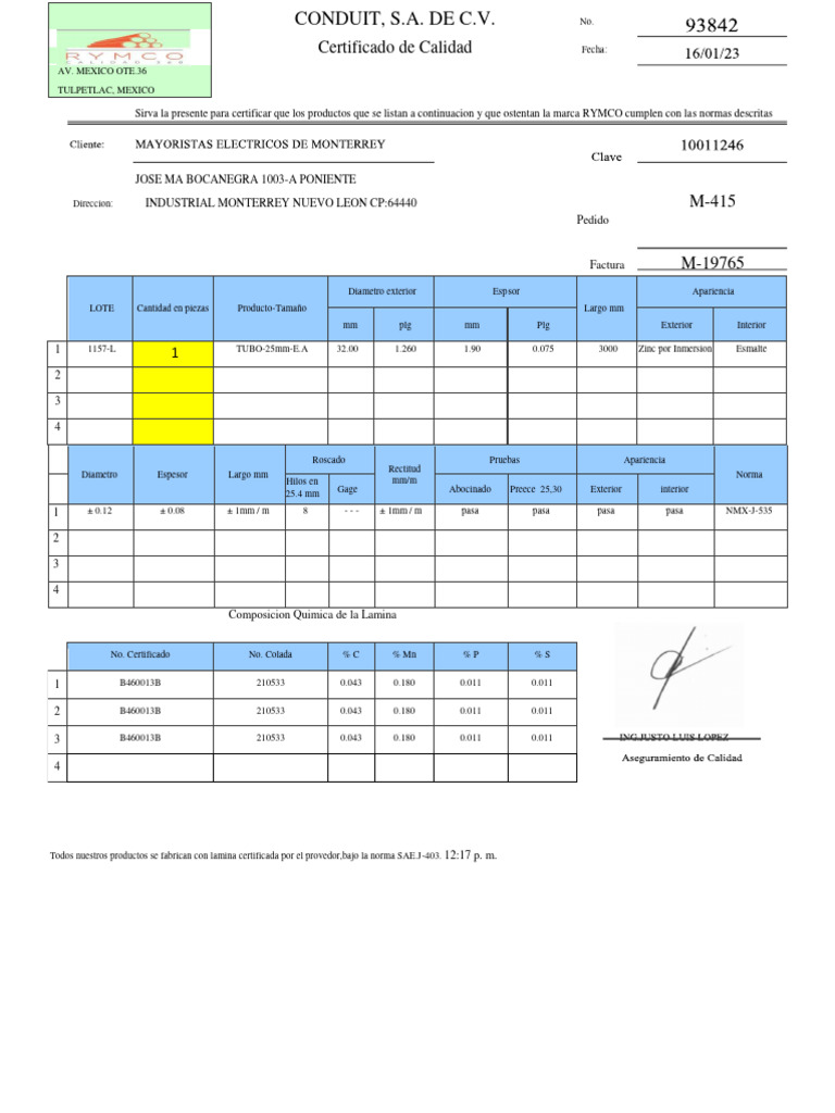 CERTIFICADO Rymco | PDF