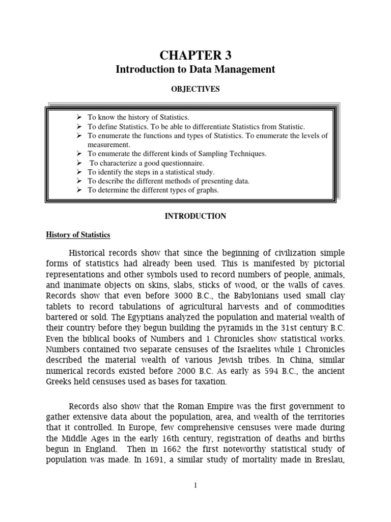 MMW Chap 3 Data Management Statistics Part 1 | PDF | Statistics | Sampling (Statistics)