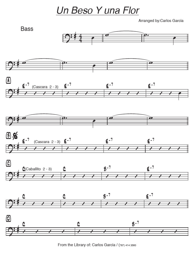 Un Beso Y Una Flor (Joseito) Bass - Score | PDF