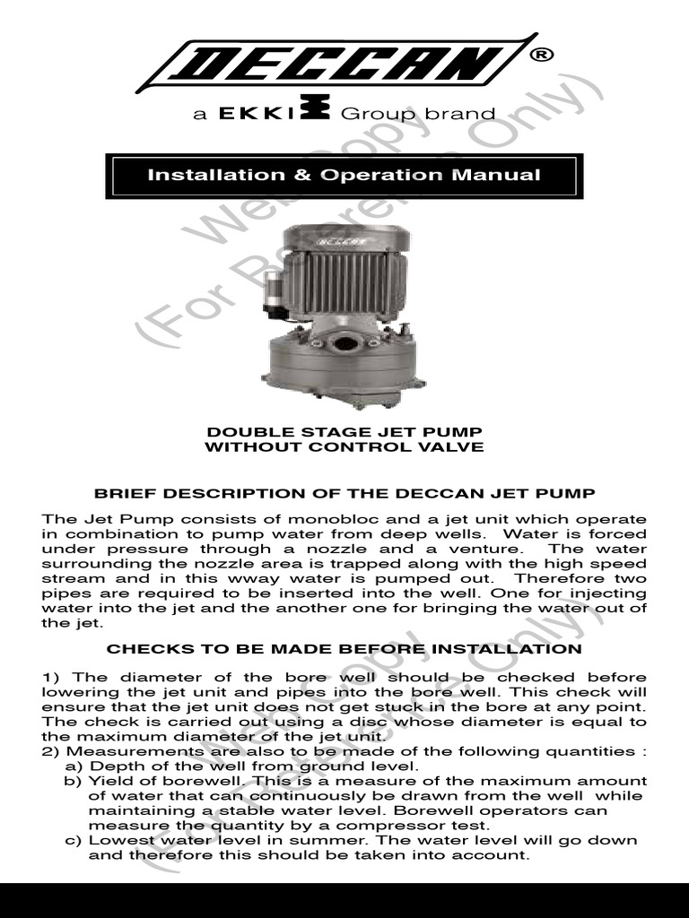 5.-Installation-Operation-Manual-Jet-Pumps | PDF | Pump | Pipe (Fluid Conveyance)