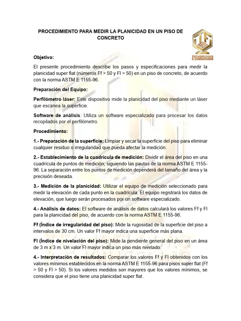 2.- PROCEDIMIENTO PARA MEDIR LA PLANICIDAD | PDF | Medición | Software