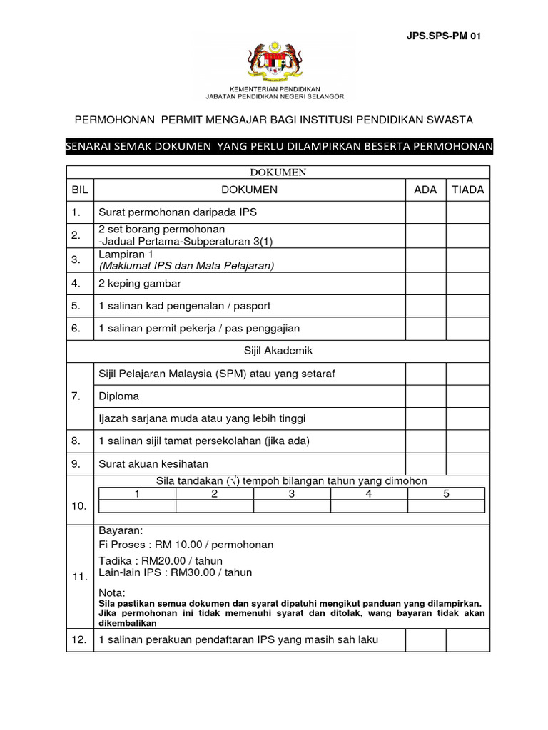 Permohonan Permit Mengajar Swasta | PDF