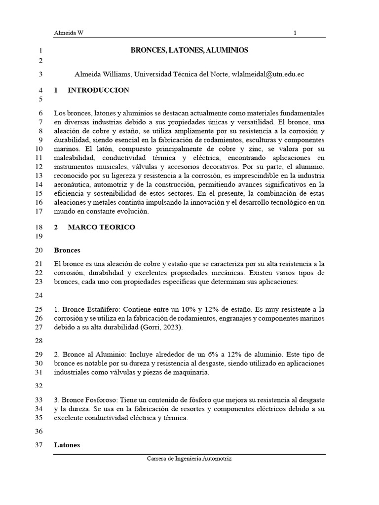 Almeida Williams Bronces, Latones, Aluminios | PDF | Latón | Bronce