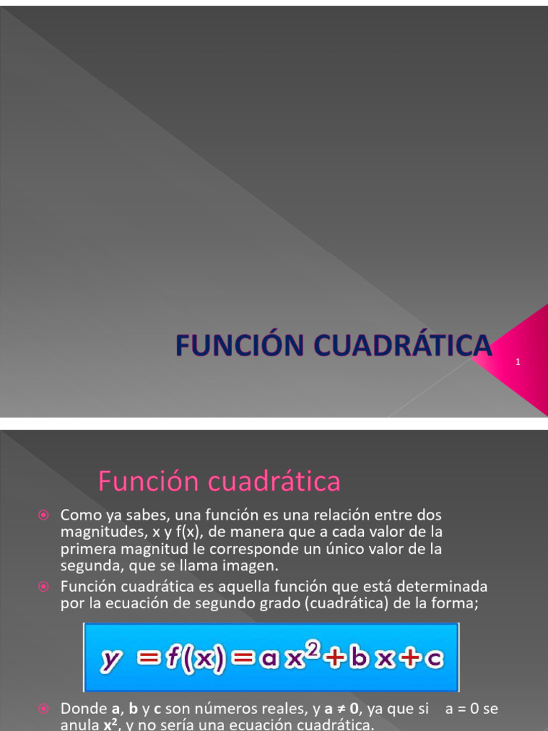 Funciones - Función Cuadrática Contenido | PDF | Ecuaciones | Álgebra abstracta