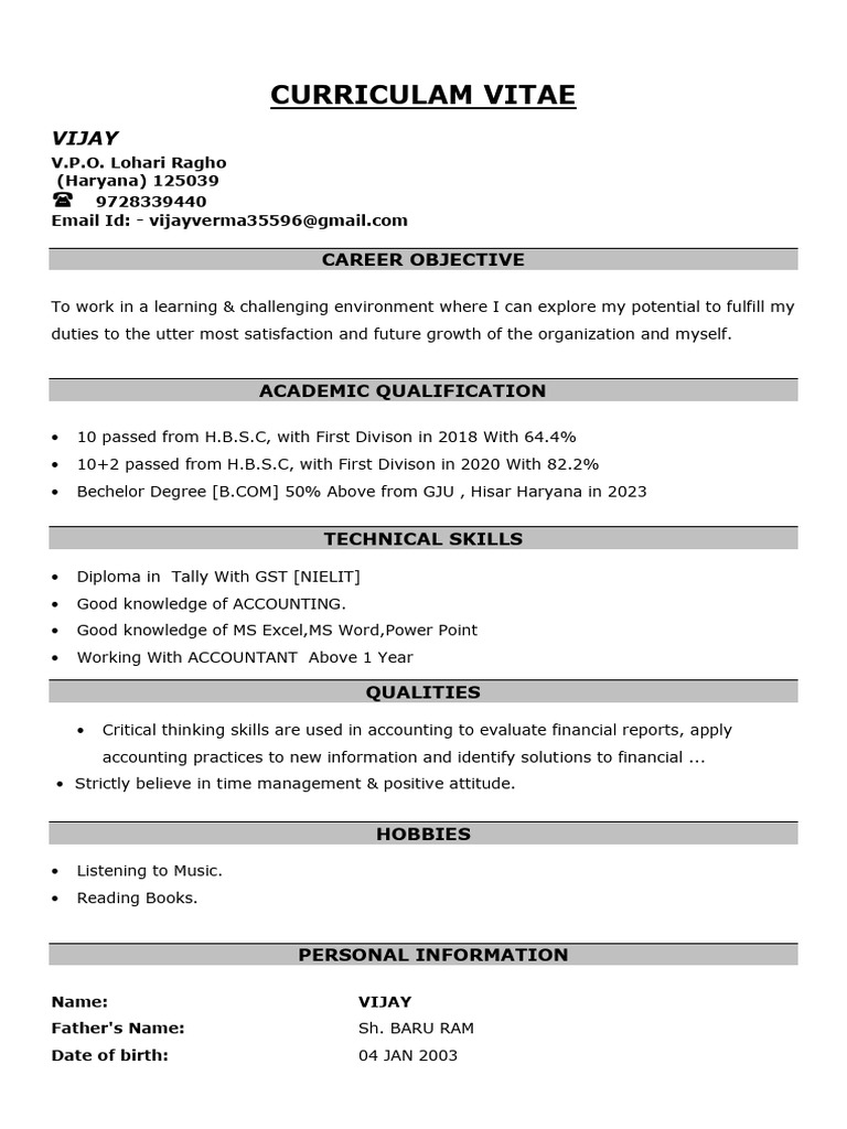 VIJAY Resume | PDF | Career & Growth | Self-Improvement