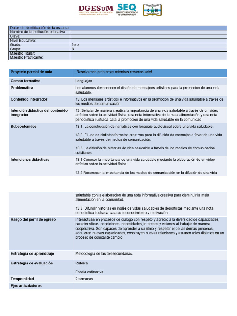 Planeacion L 13 | PDF | Evaluación | Medios de comunicación)
