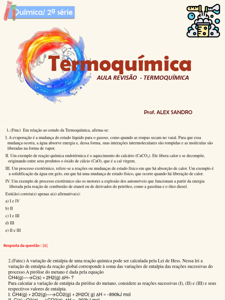 Aula Revisão - Termoquímica | PDF | Entalpia | Engenharia de Processos Químicos