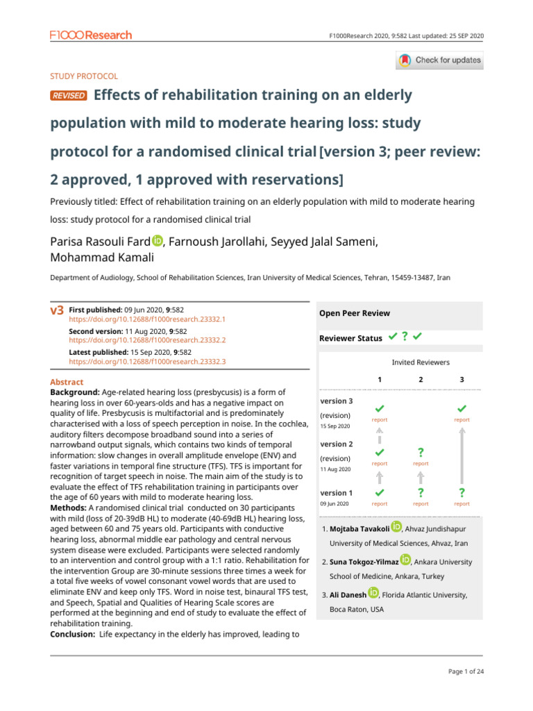 Effects of Rehabilitation Training On An Elderly | PDF | Hearing ...