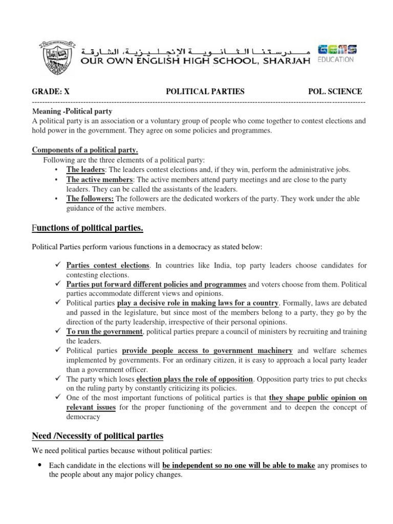 Political Parties | PDF | Political Parties | Elections
