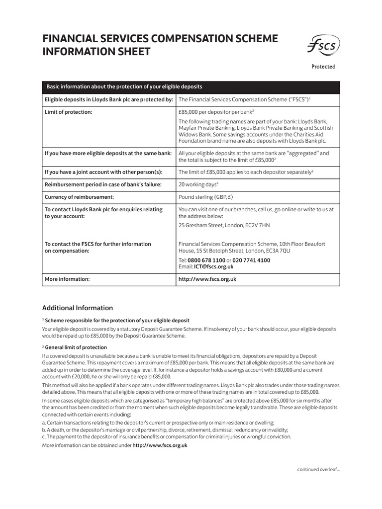 4. fscs_information_sheet | PDF | Deposit Account | Cost Of Living