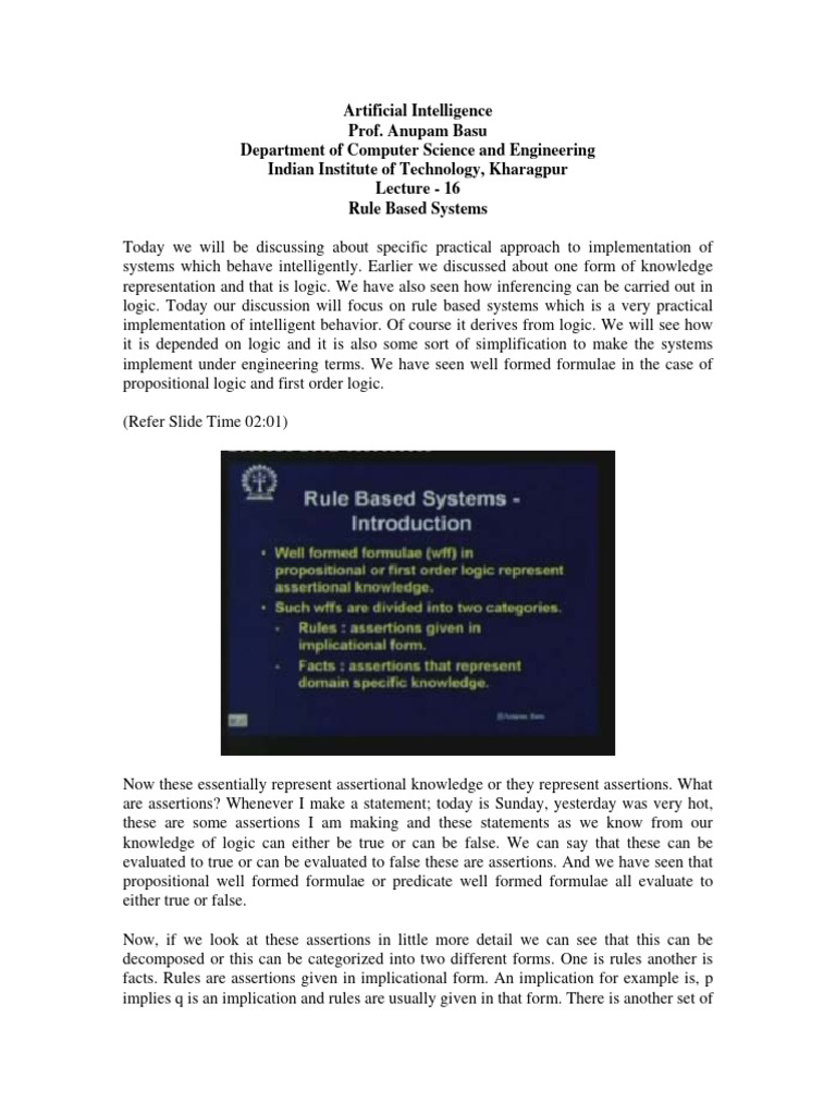 Lec 16 | PDF | Logic | Knowledge