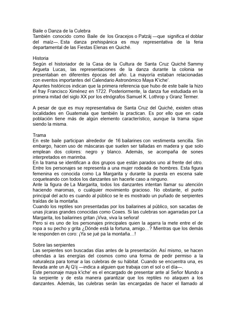 Baile o Danza de La Culebra | PDF | Bailes