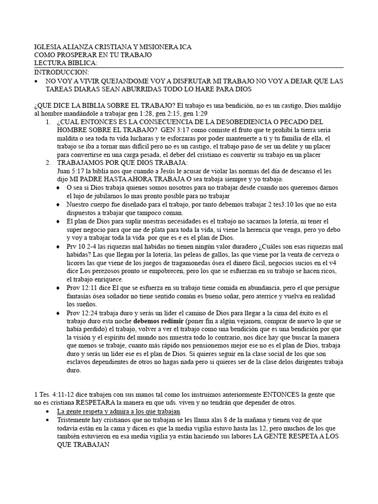El Trabajo Un Medio Para Prosperar | PDF | Dios | Creencia religiosa y doctrina