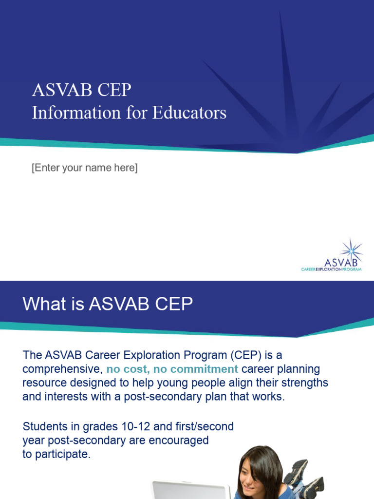ASVAB CEP Overview Presentation | PDF | Armed Services Vocational ...