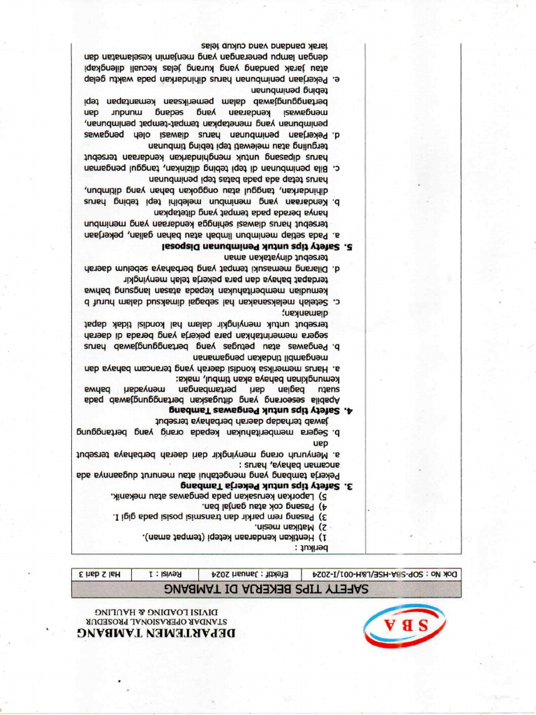 Sop Safty Man 20240513 - 10011218 | PDF