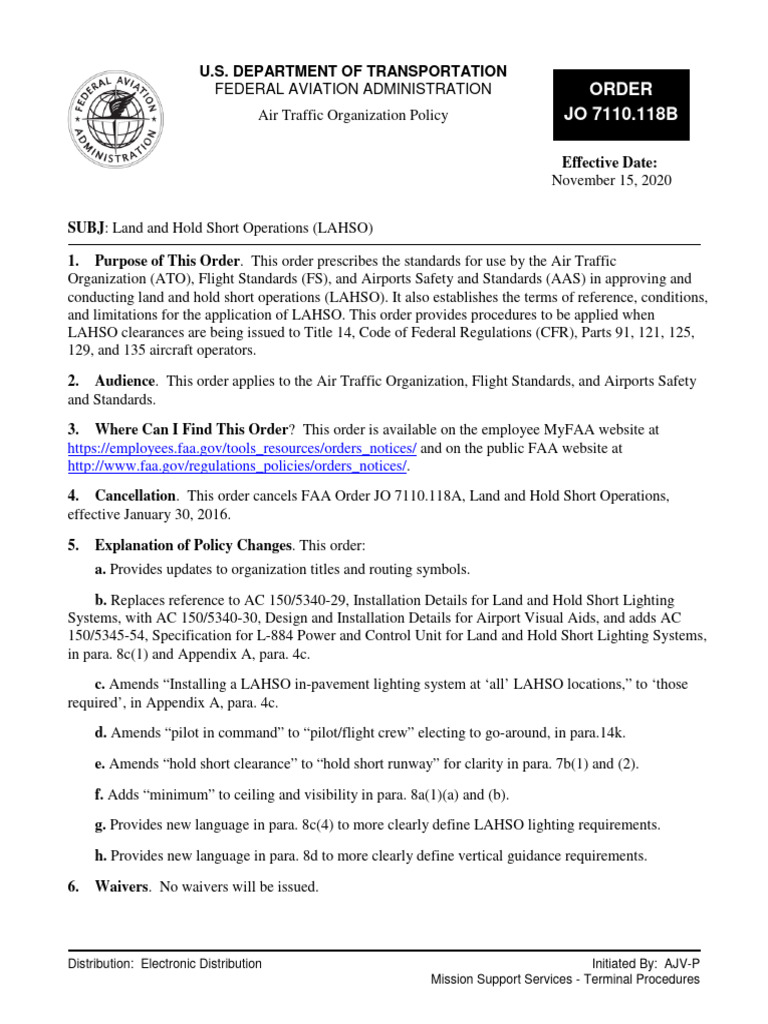 2020-07-30 JO 7110.118B - Land and Hold Short Operations (LAHSO) FINAL ...