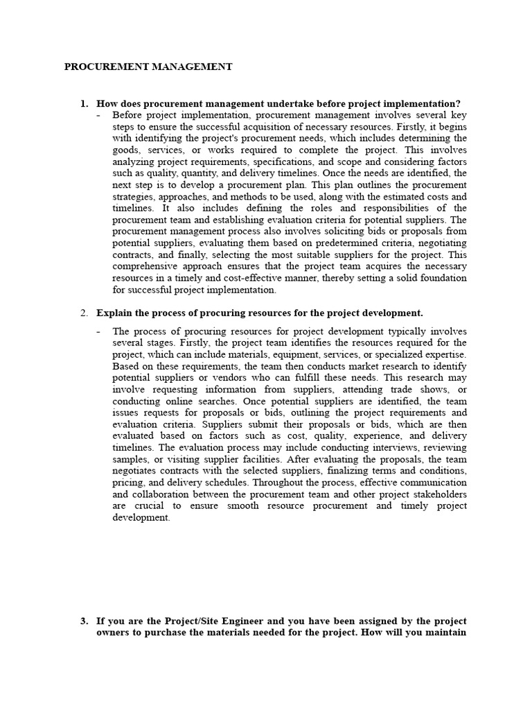 Procurement Management | PDF | Procurement | Supply Chain