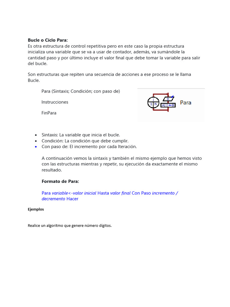 Bucle o Cíclo para | PDF | Programación de computadoras | Informática