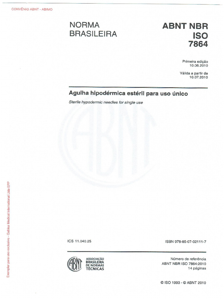 ABNT NBR ISO 7864 (2010) | PDF