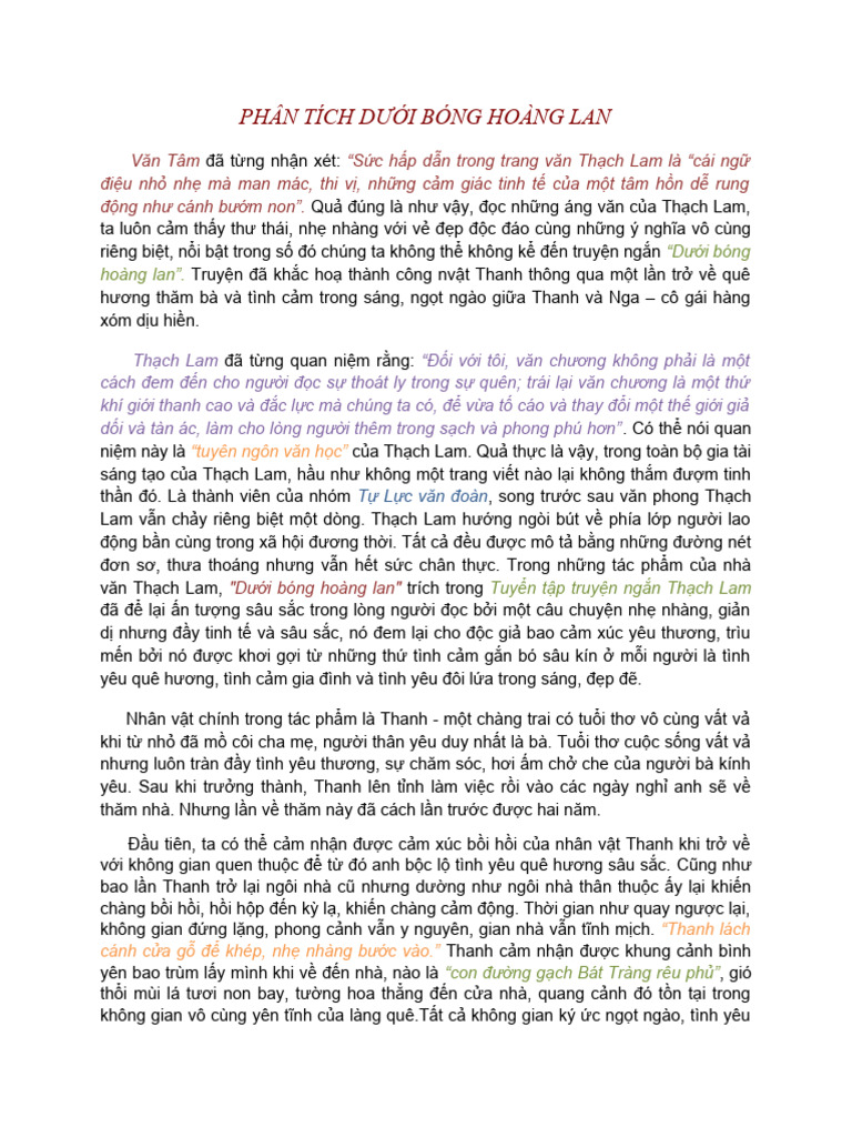 Dư I Bóng Hoàng Lan TH CH Lam | PDF