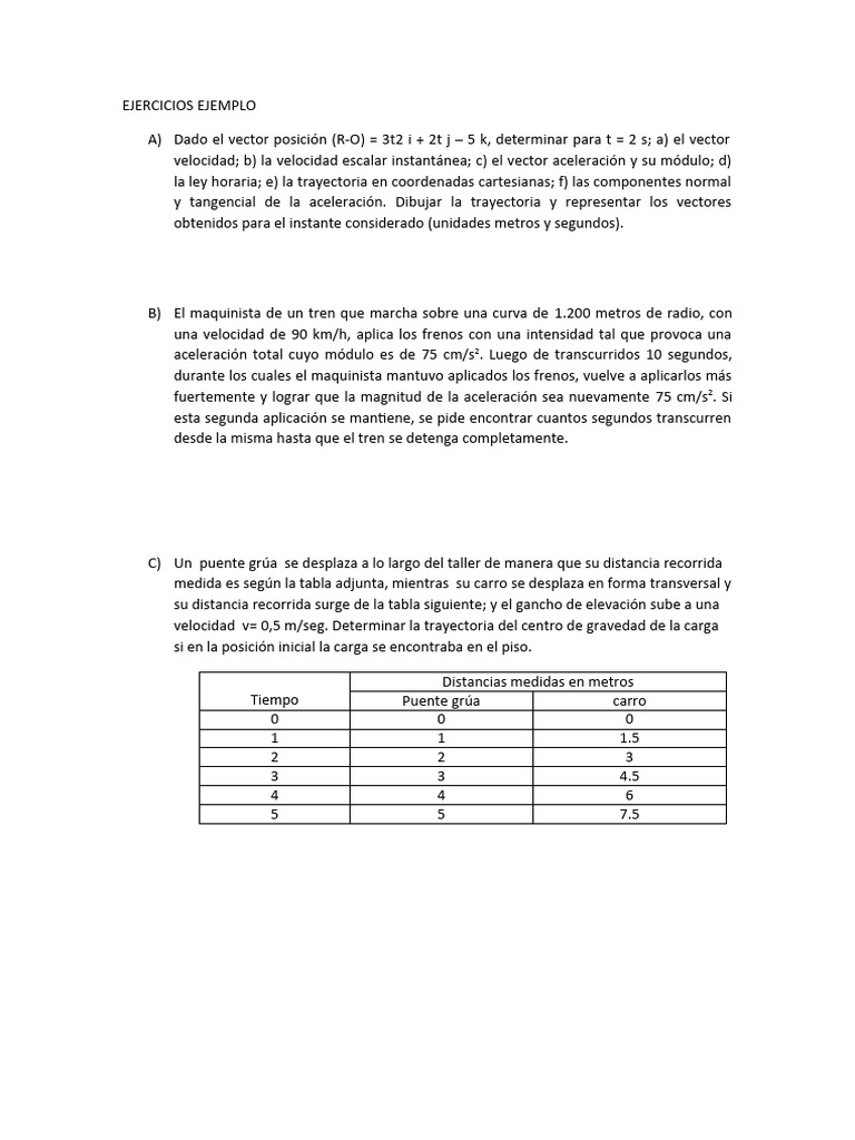 Ejercicios Ejemplos Compatible | PDF | Aceleración | Velocidad