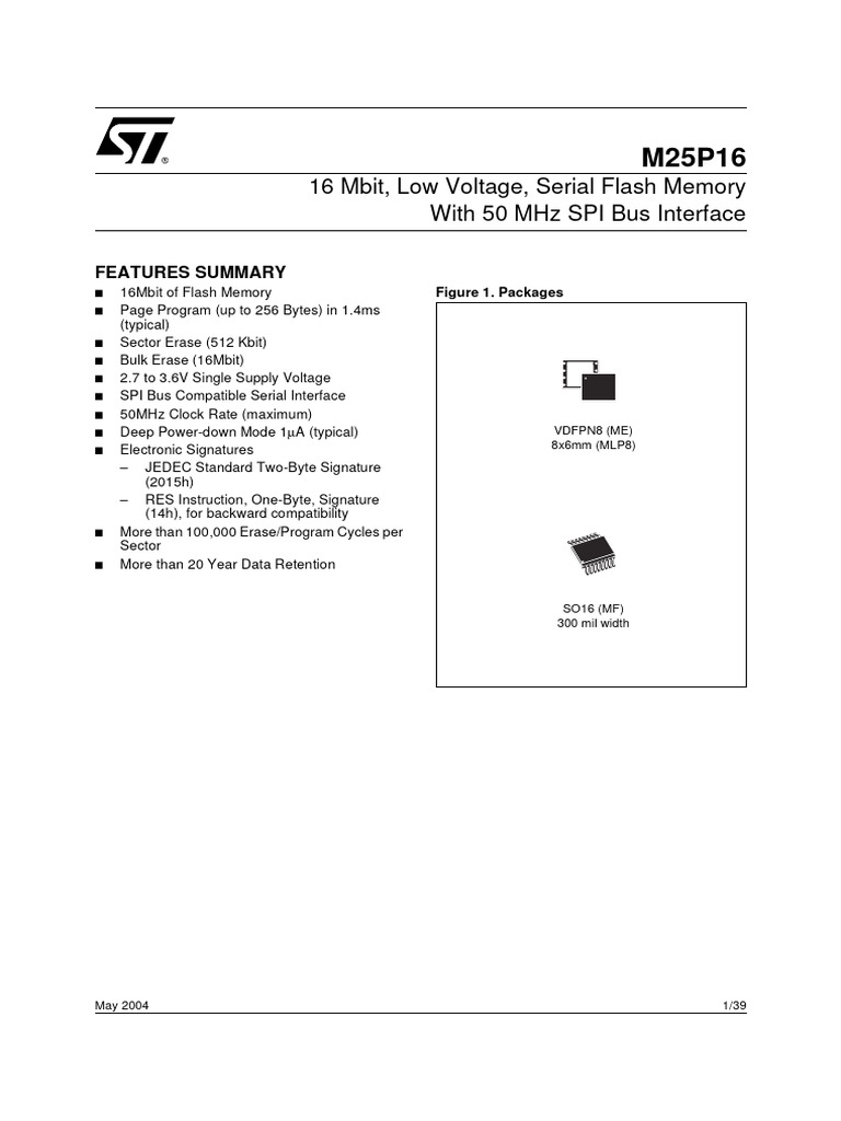M25P16 Datasheet | PDF | Input/Output | Computer Science
