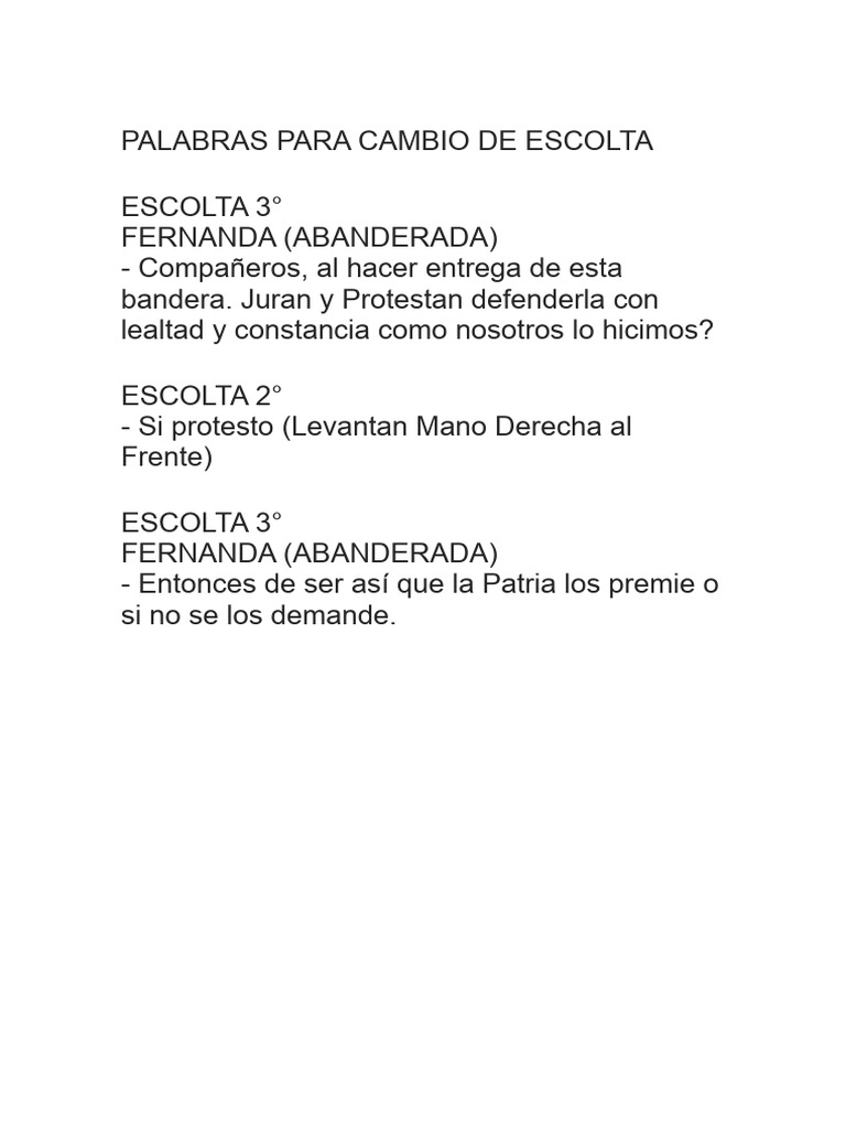 Juramento de Cambio de Escolta Escolar | PDF | Historia