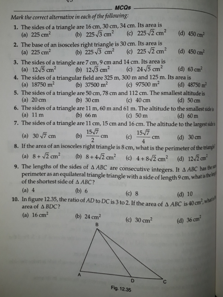 MCQs(Heron's Formula) | PDF